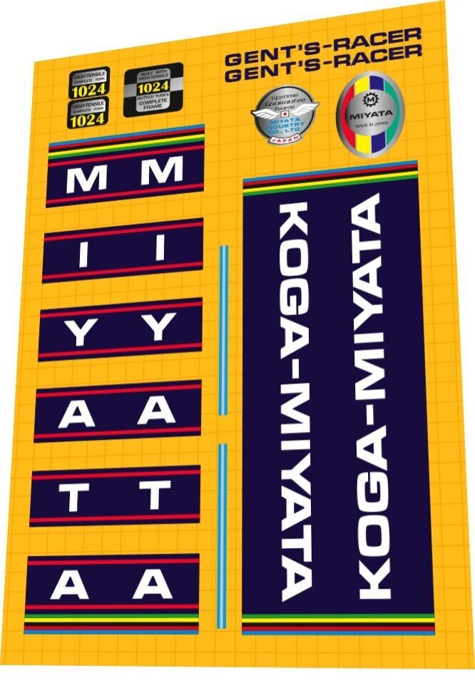 KOGA MIYATA Gents Racer (1977) Frame Decal Set | Bike Decal Replace