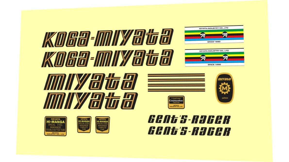 KOGA MIYATA Gents Racer (1978) Frame Decal Set | Bike Decal Replace
