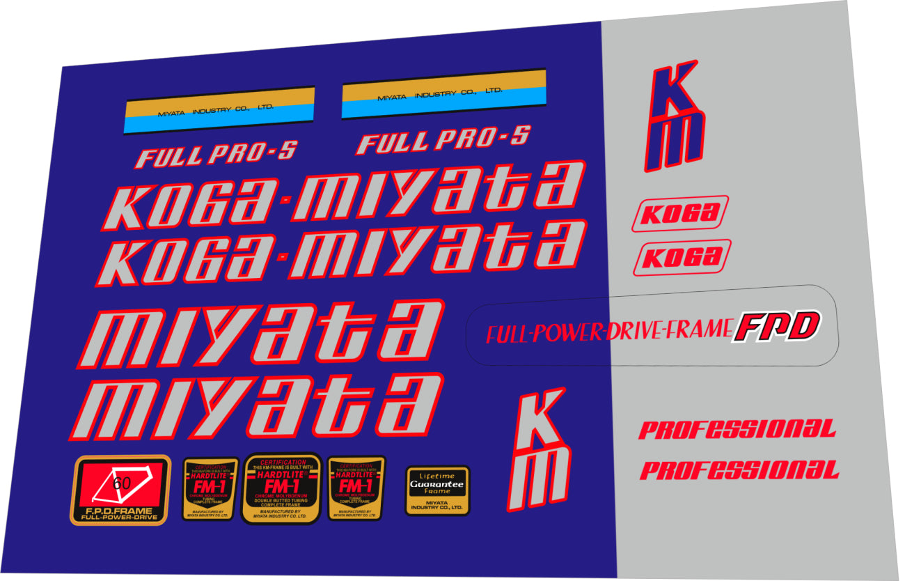 KOGA MIYATA Full Pro S (1984) Frame Decal Set | Bike Decal Replace