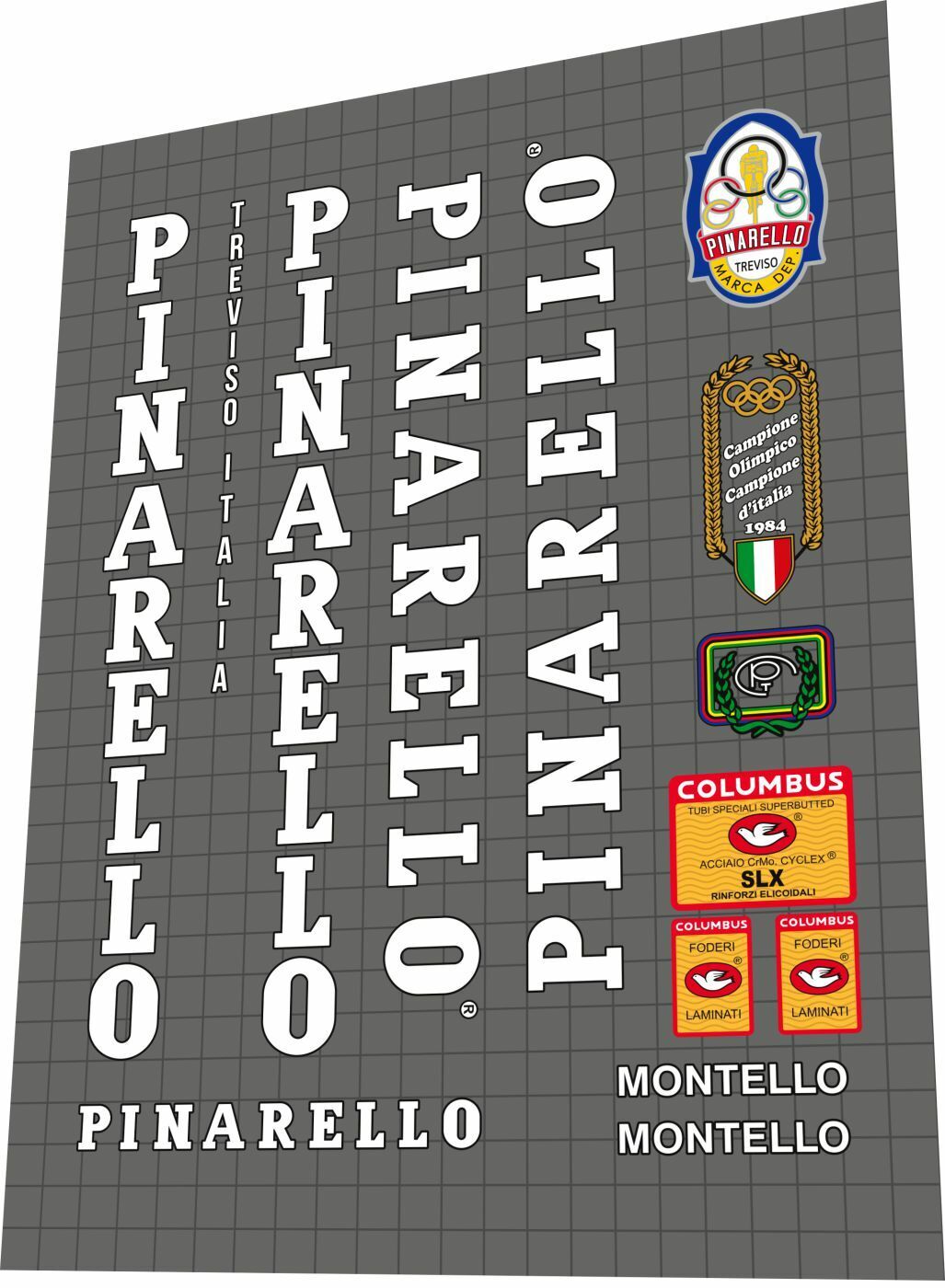 PINARELLO Montello (1985) Columbus SLX Frame Decal Set – Bike Decal Replace