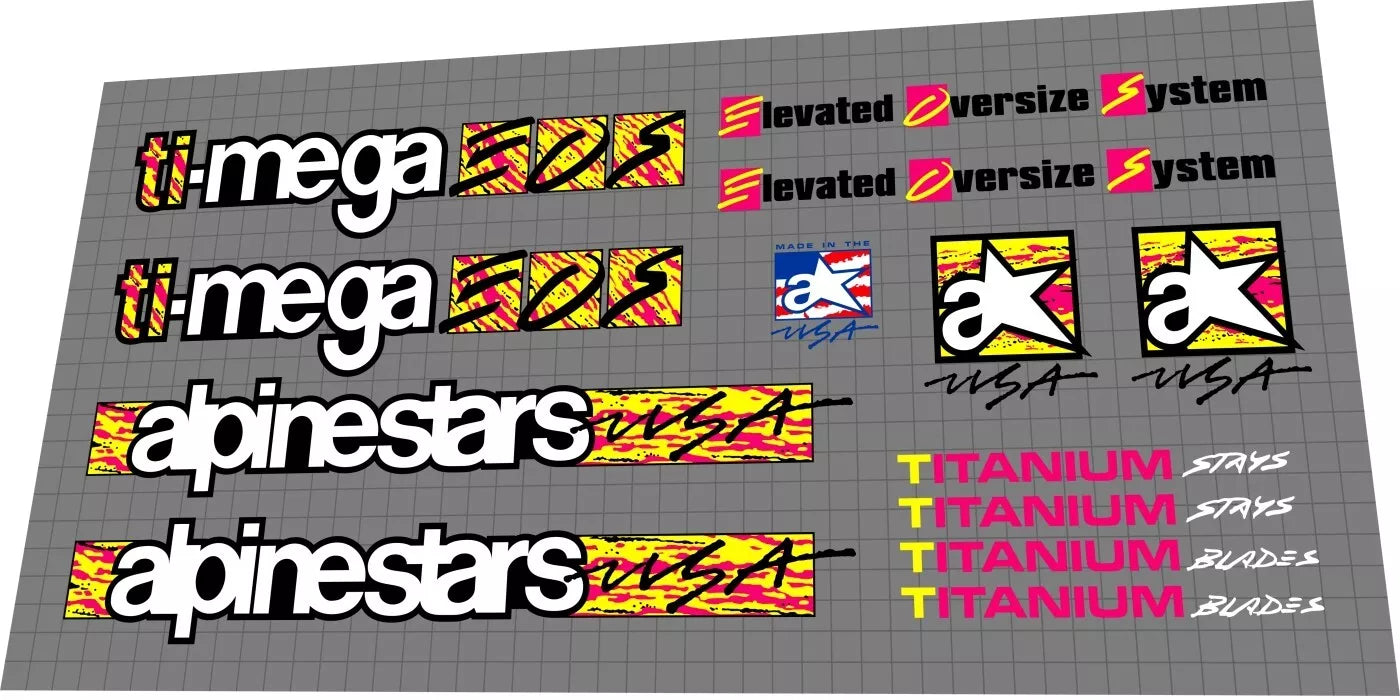 ALPINESTARS Ti-Mega EOS (1992) Frame Decal Set | Bike Decal Replace
