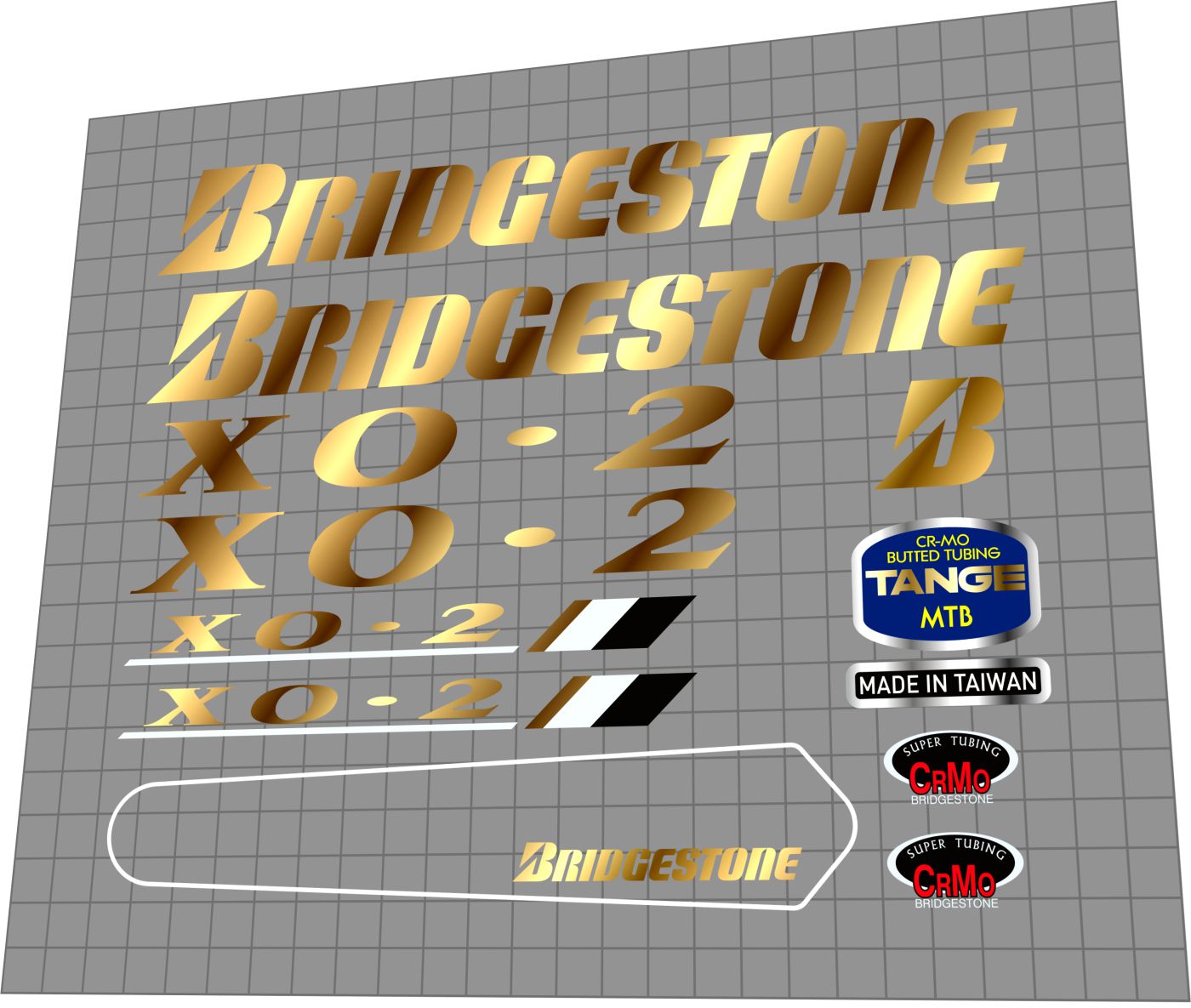 BRIDGESTONE XO-2 (1992) Frame Decal Set | Bike Decal Replace