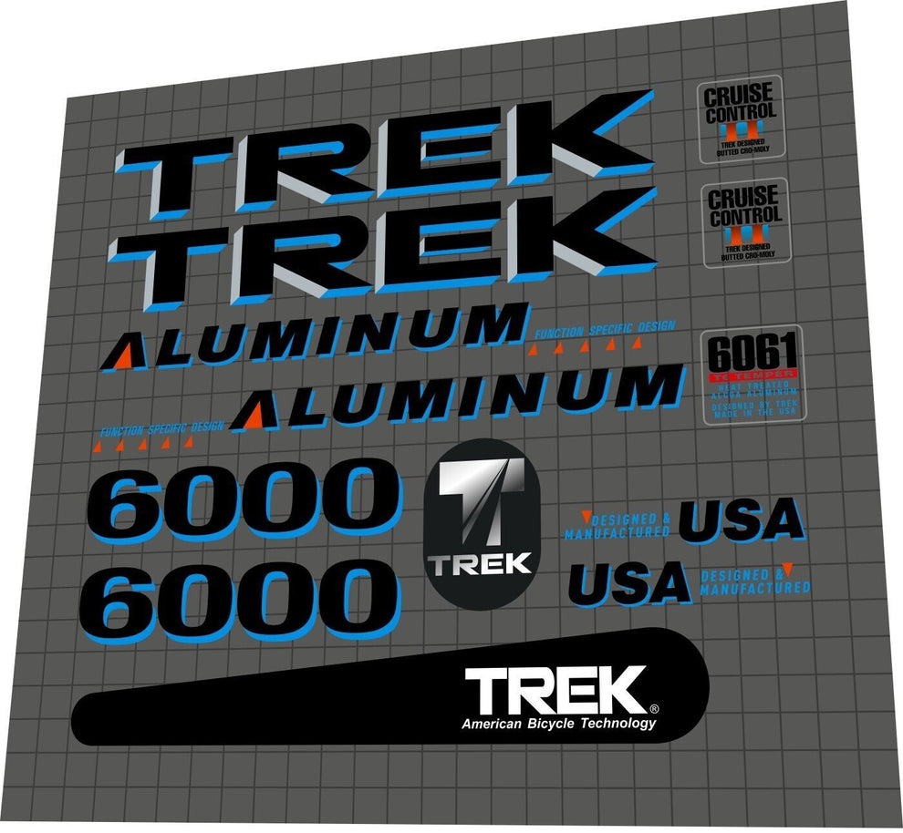 TREK 6000 (1992) Aluminum Frame Decal Set – Bike Decal Replace