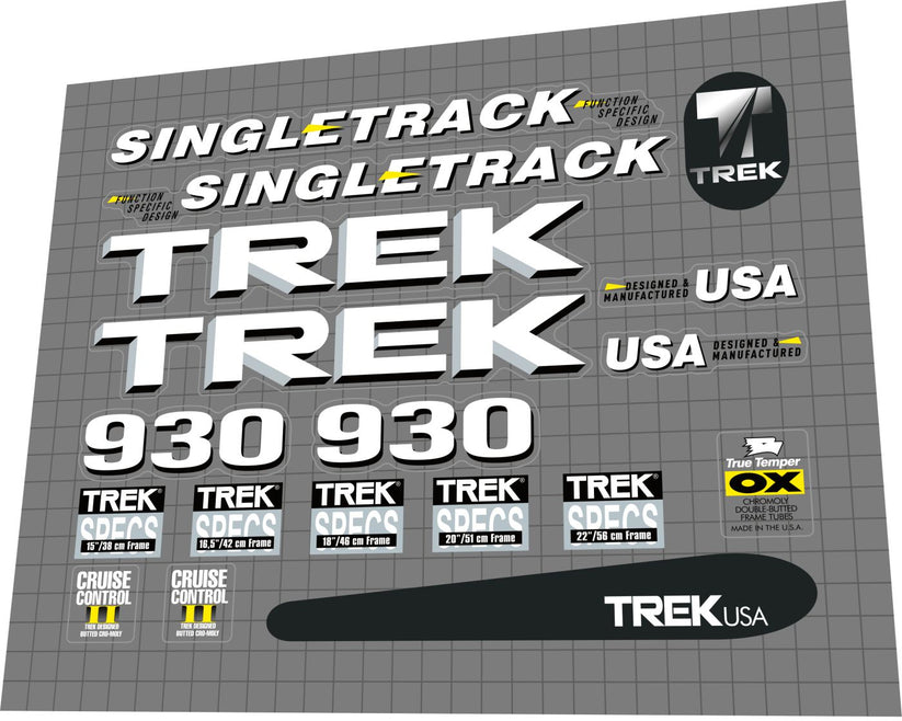 TREK 930 (1992) SingleTrack Frame Decal Set | Bike Decal Replace