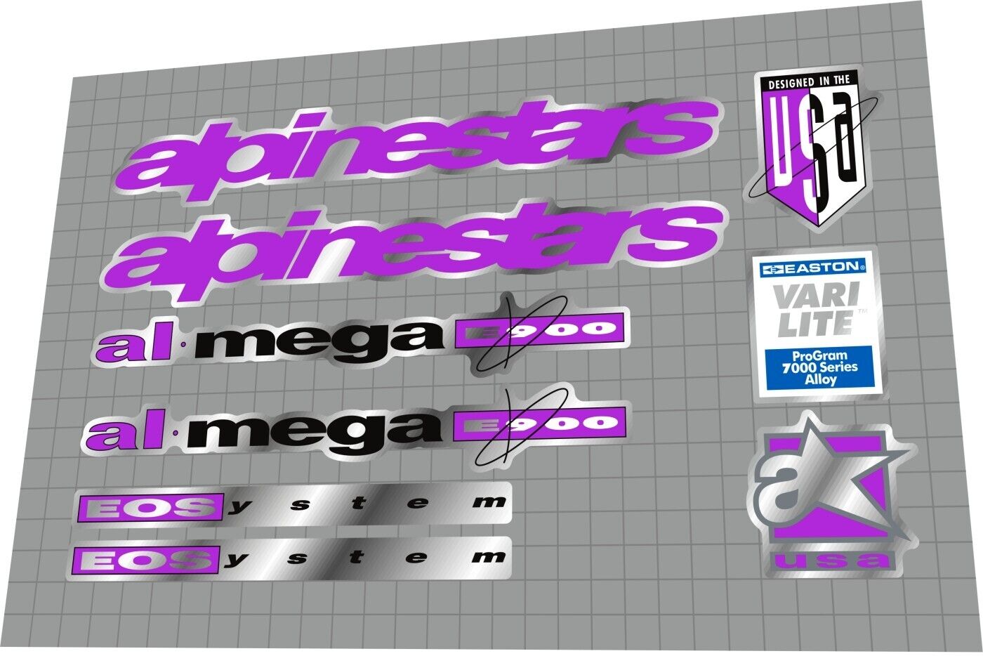 ALPINESTARS Al-Mega E900 (1993) Frame Decal Set | Bike Decal Replace