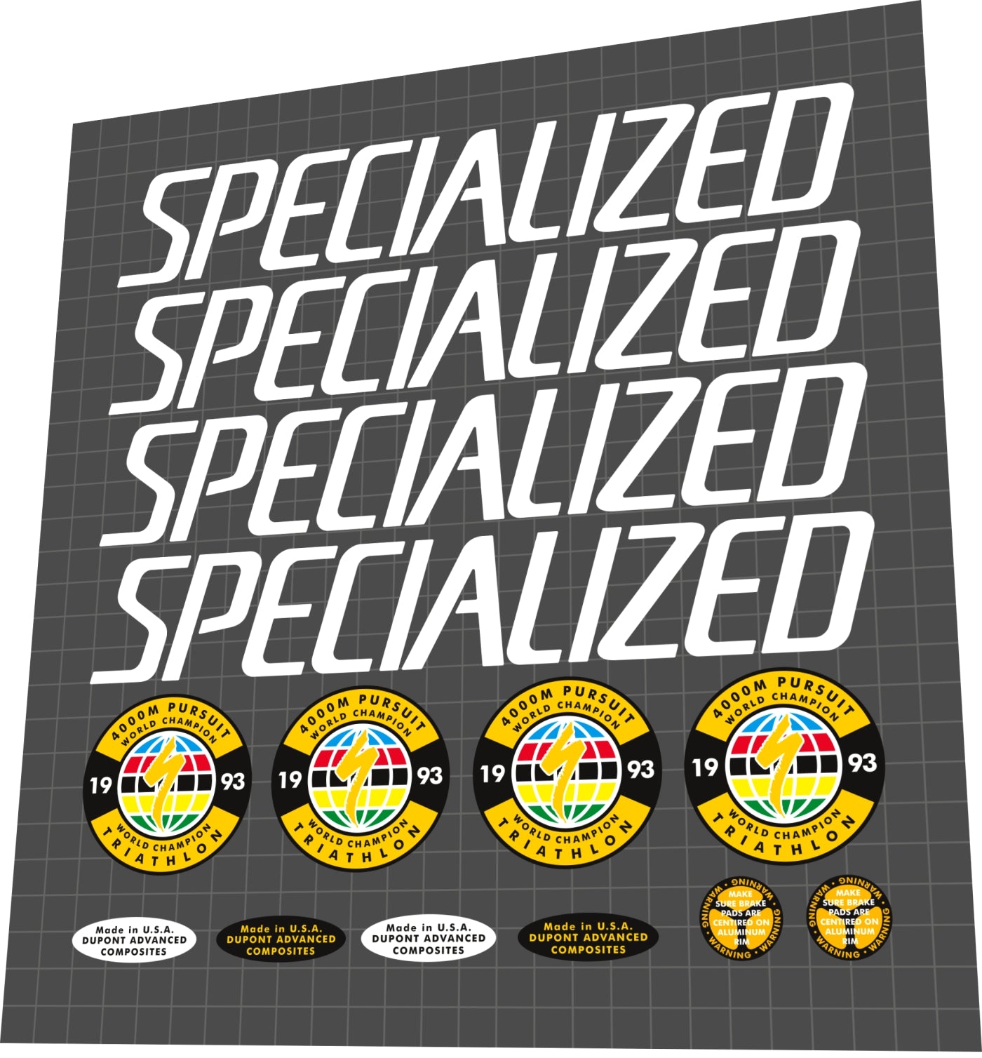 SPECIALIZED Tri-Spoke (1993) 700c Rim Decal Set | Bike Decal Replace