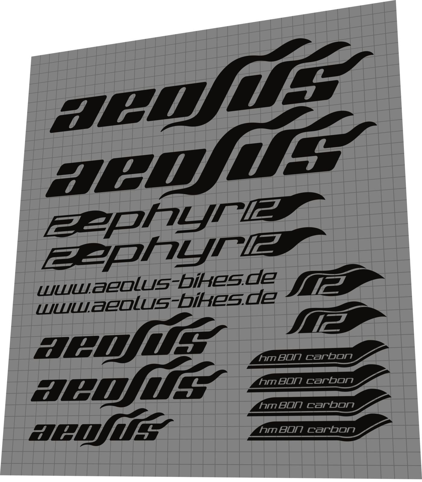 AEOLUS Zephyr 12 Frame Decal Set | Bike Decal Replace