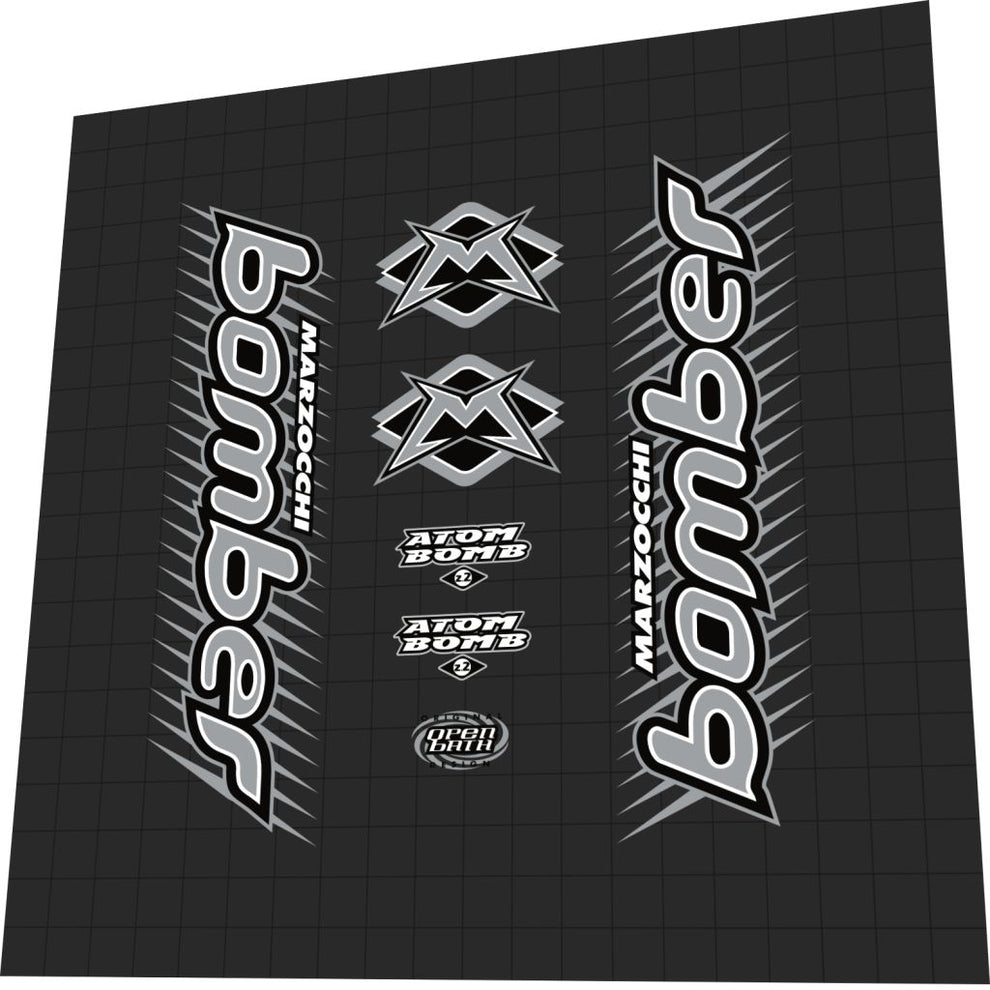 MARZOCCHI Bomber (1999) Atom Bomb Z2 Fork Decal Set – Bike Decal Replace