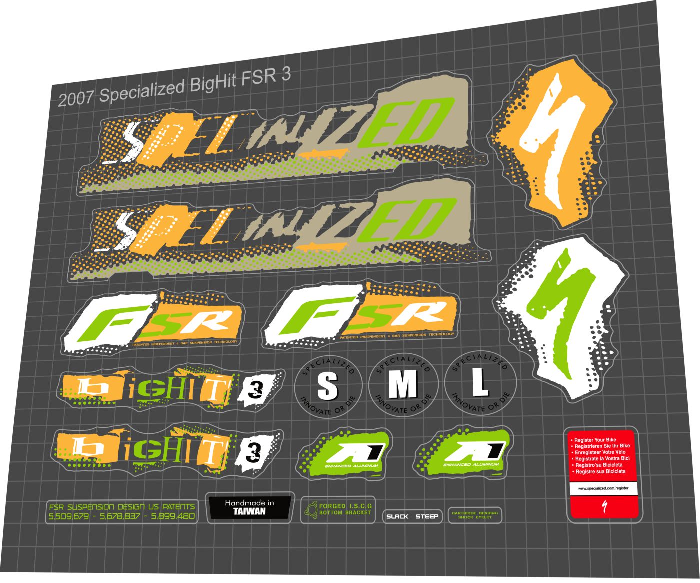 SPECIALIZED BigHit (2007) FSR Frame Decal Set