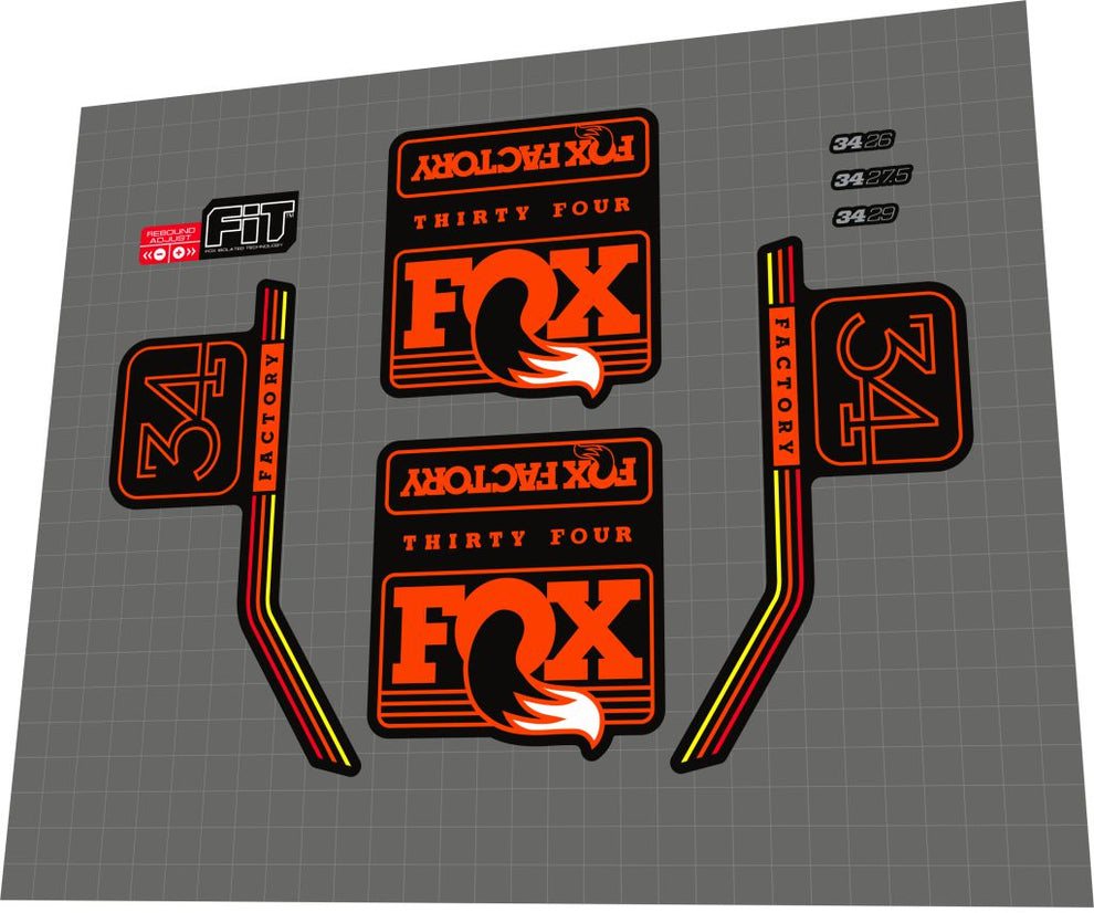 FOX Factory (2016) 34 Fork Decal Set | Bike Decal Replace
