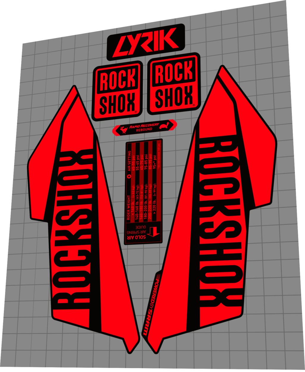 ROCKSHOX Lyrik (2016) RCT3 Fork Decal Set | Bike Decal Replace